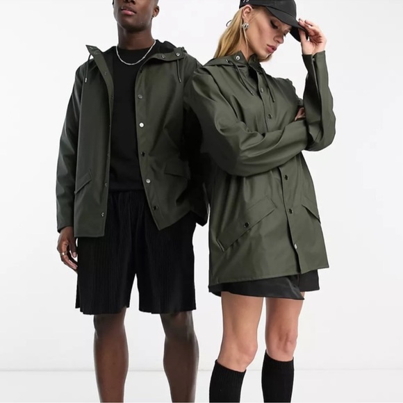 Rains | Jackets & Coats | Rains Unisex Hooded Rain Jacket In Evergreen ...